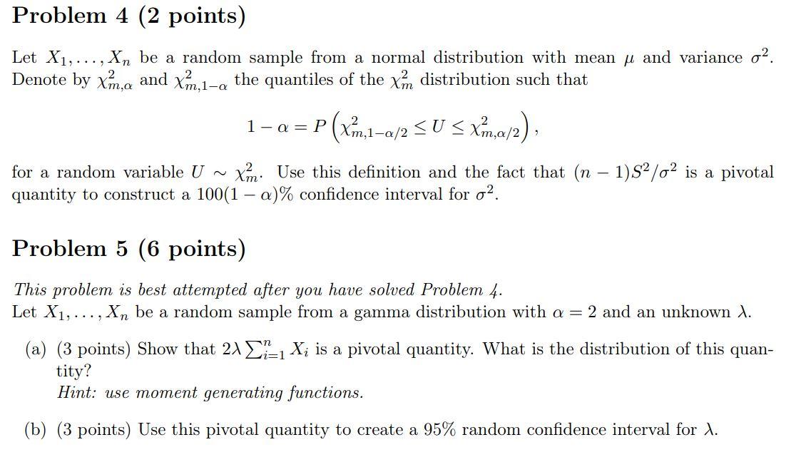 Solved Let X1,…,Xn be a random sample from a normal | Chegg.com