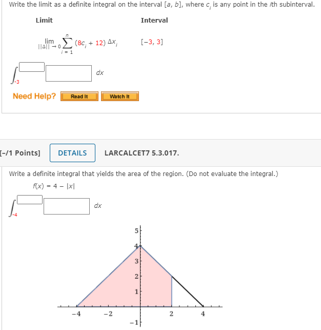 Solved Write the limit as a definite integral on the | Chegg.com