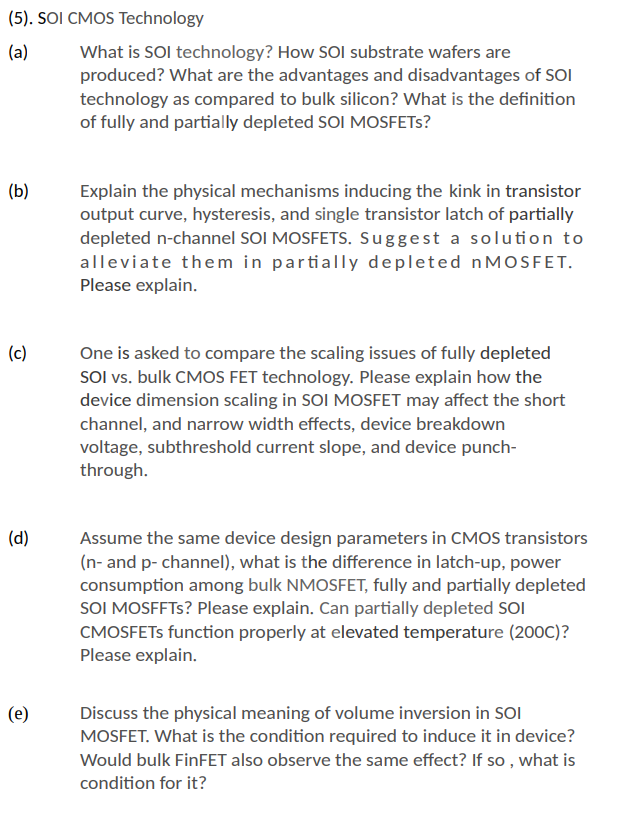Solved (a) What is SOI technology? How SOI substrate wafers | Chegg.com