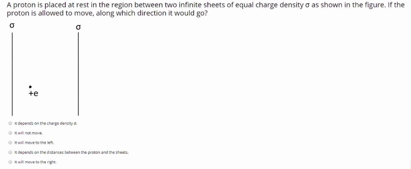 Solved A proton is placed at rest in the region between two | Chegg.com