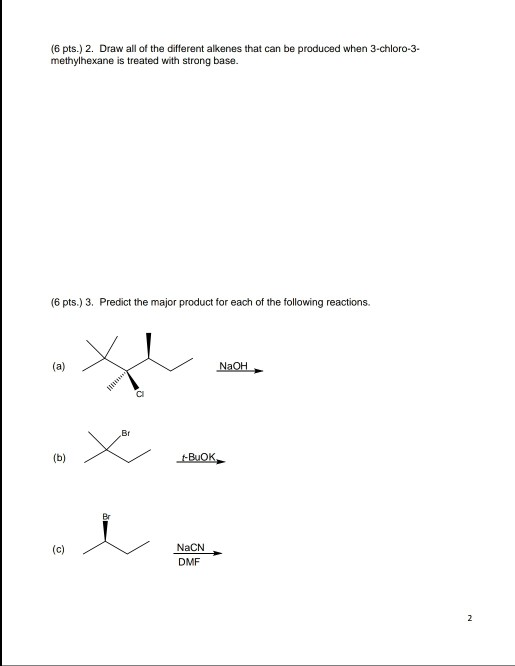 Solved (6 pts.) 2. Draw all of the different alkenes that | Chegg.com