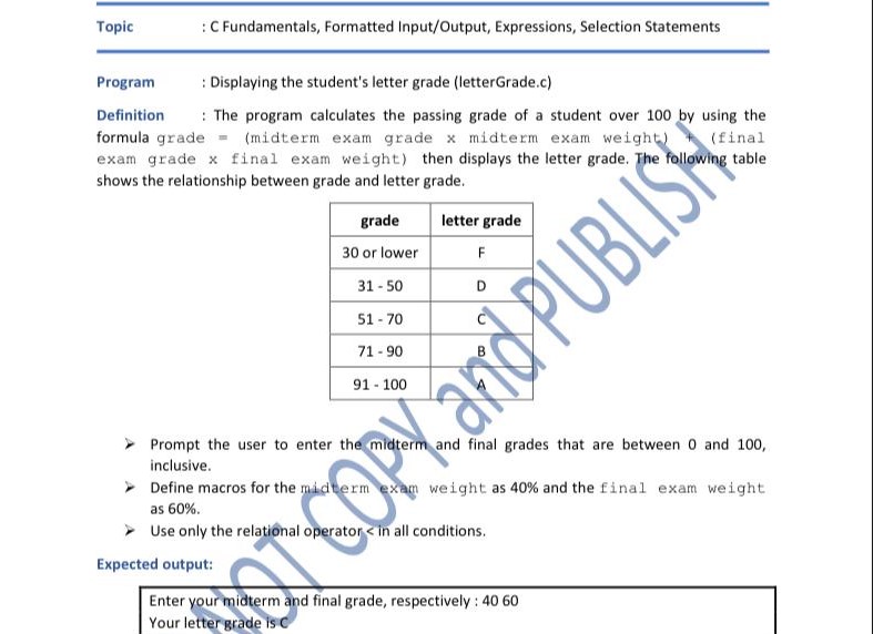 Solved Program : Displaying the student's letter grade | Chegg.com