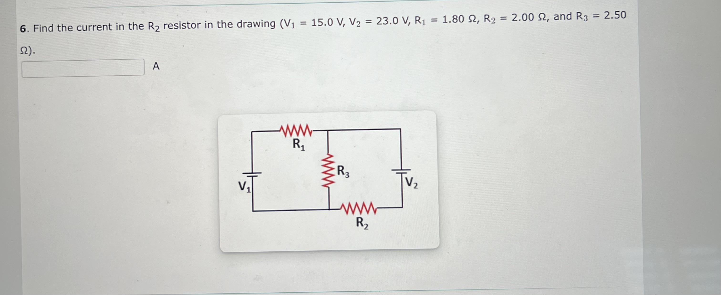 Solved Find the current in the R2 ﻿resistor in the drawing , | Chegg.com
