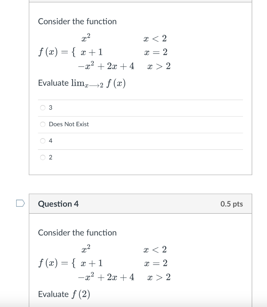 Solved Consider the function f(x)={x+1x2−5x≤1x>1 Evaluate | Chegg.com