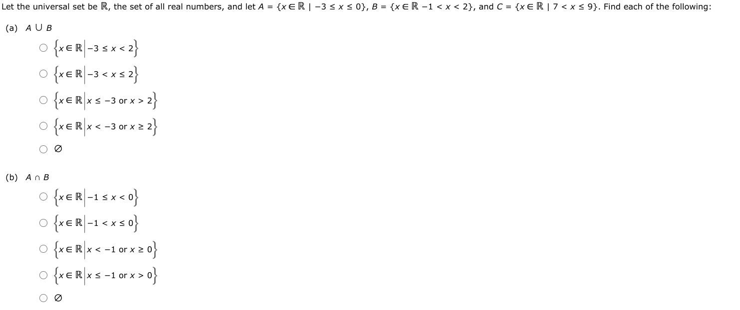 Solved Let the universal set be R, the set of all real | Chegg.com Solved Let the universal set be R, the set of all real | Chegg.com