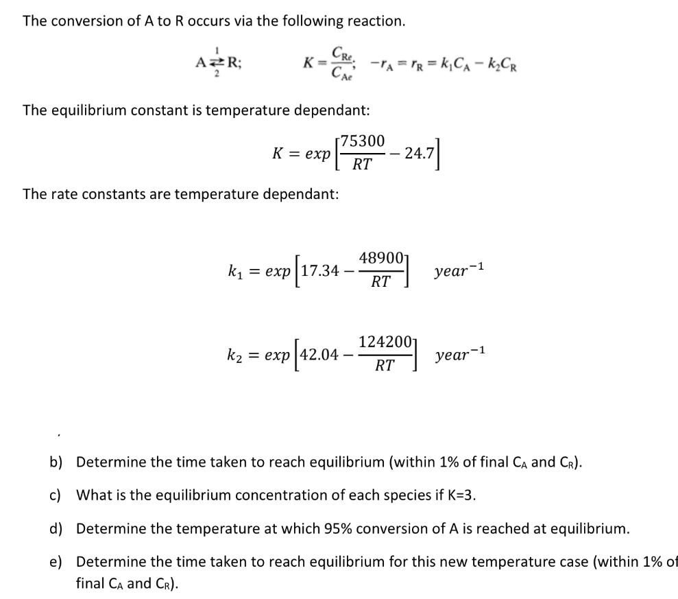 Solved The conversion of A to R occurs via the following | Chegg.com