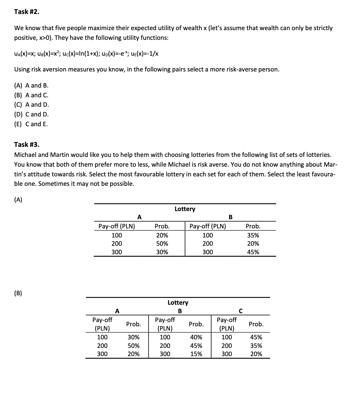 Solved We know that five people maximize their expected | Chegg.com
