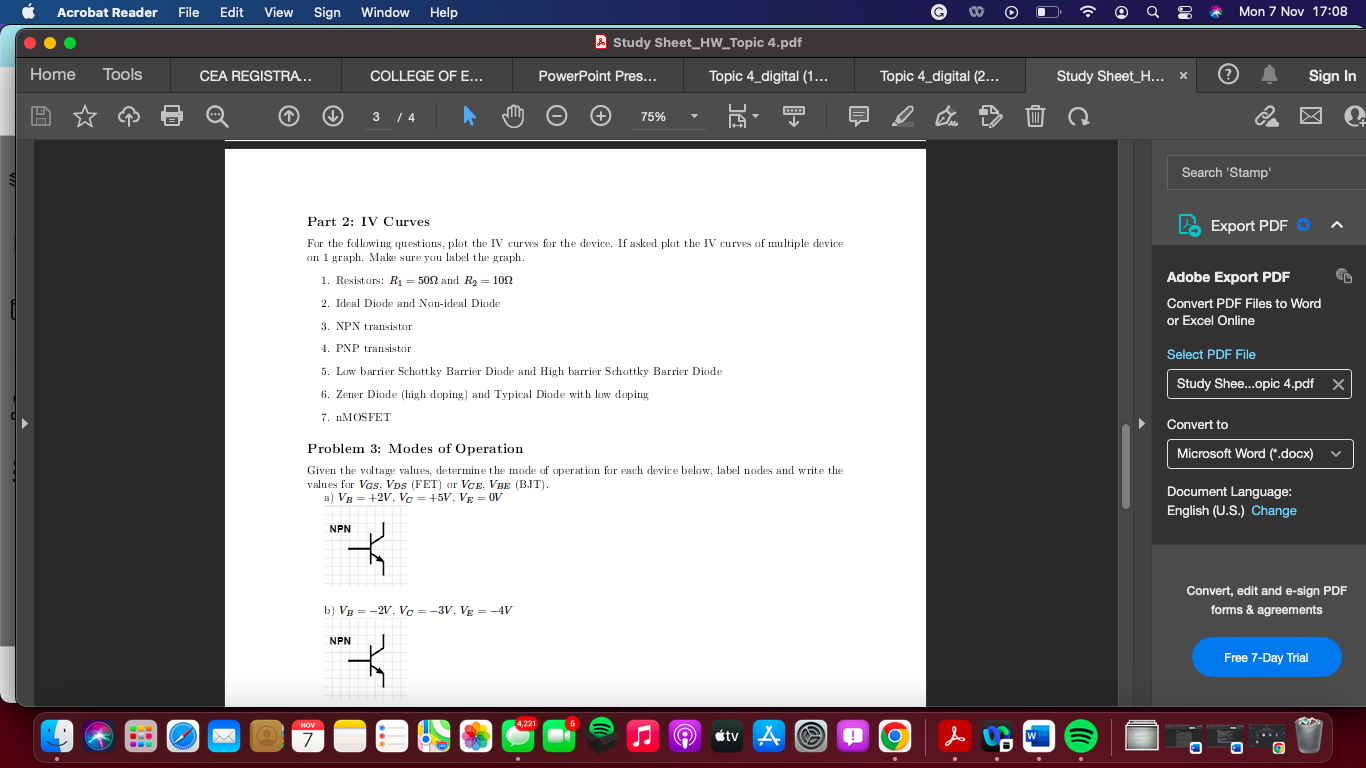 Solved Part 2: IV Curves For the following questions, plot | Chegg.com