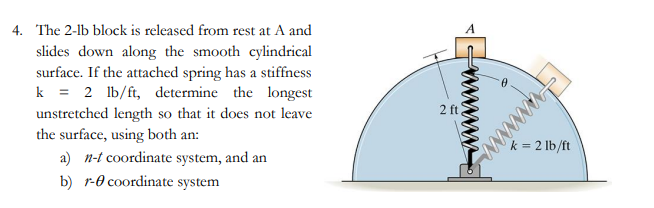 Solved The 2-lb block is released from rest at A and slides | Chegg.com