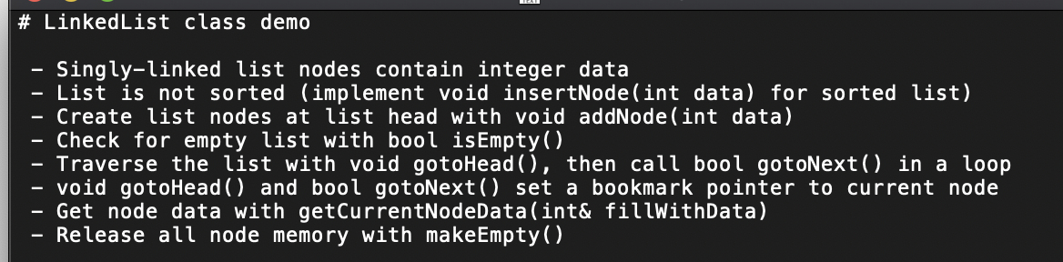 Solved Maintain a sorted linked list The starter code is | Chegg.com