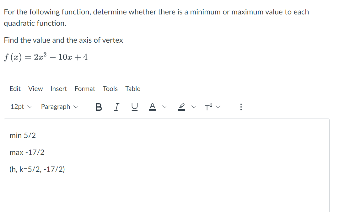 Solved For the following function, determine whether there | Chegg.com