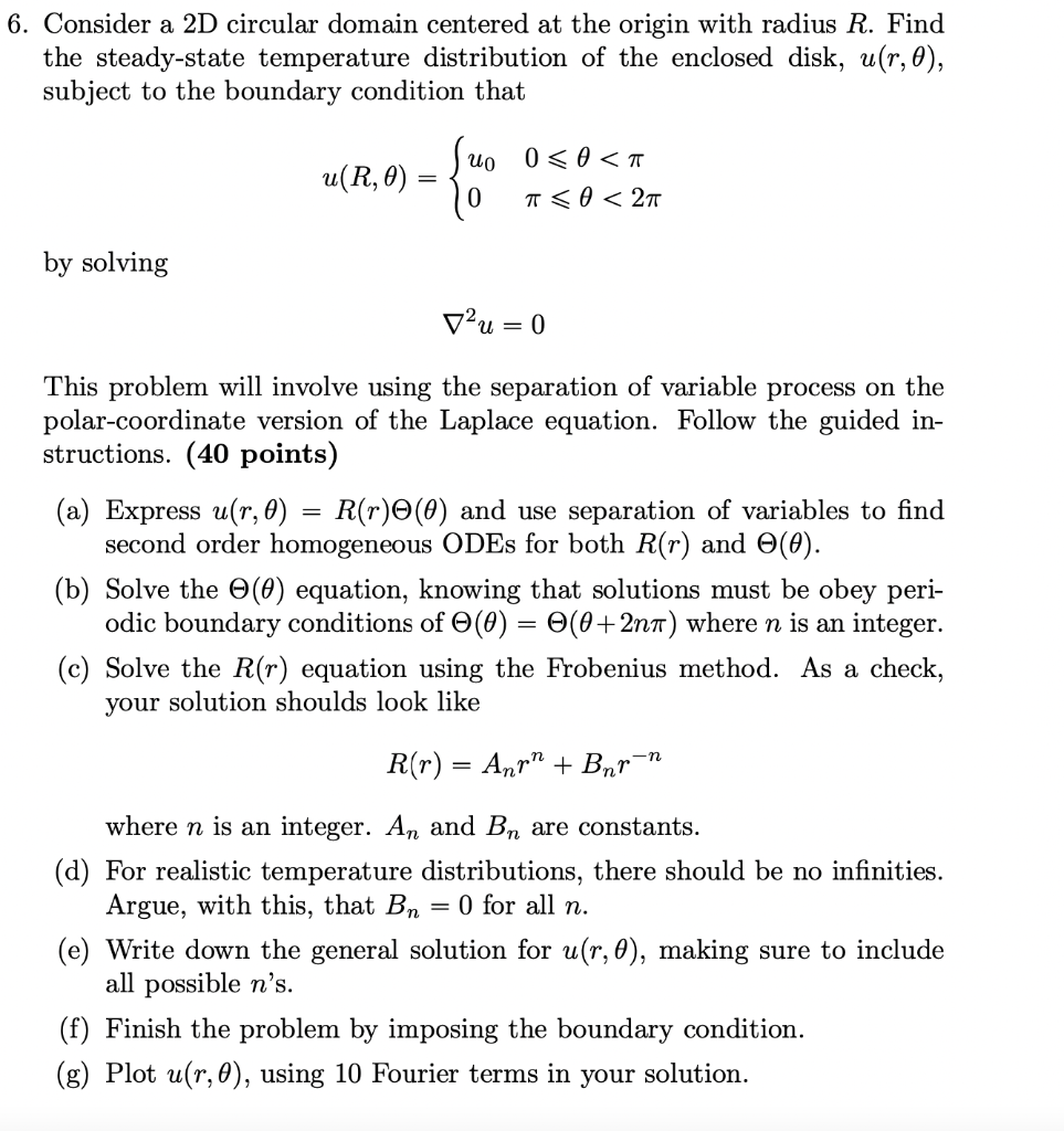 Solved 1. Find u(r,θ), as in Problem 6 of Problem Set 2 , | Chegg.com