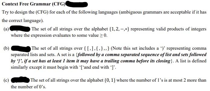 Solved Context Free Grammar (CFG) Try to design the (CFG) | Chegg.com