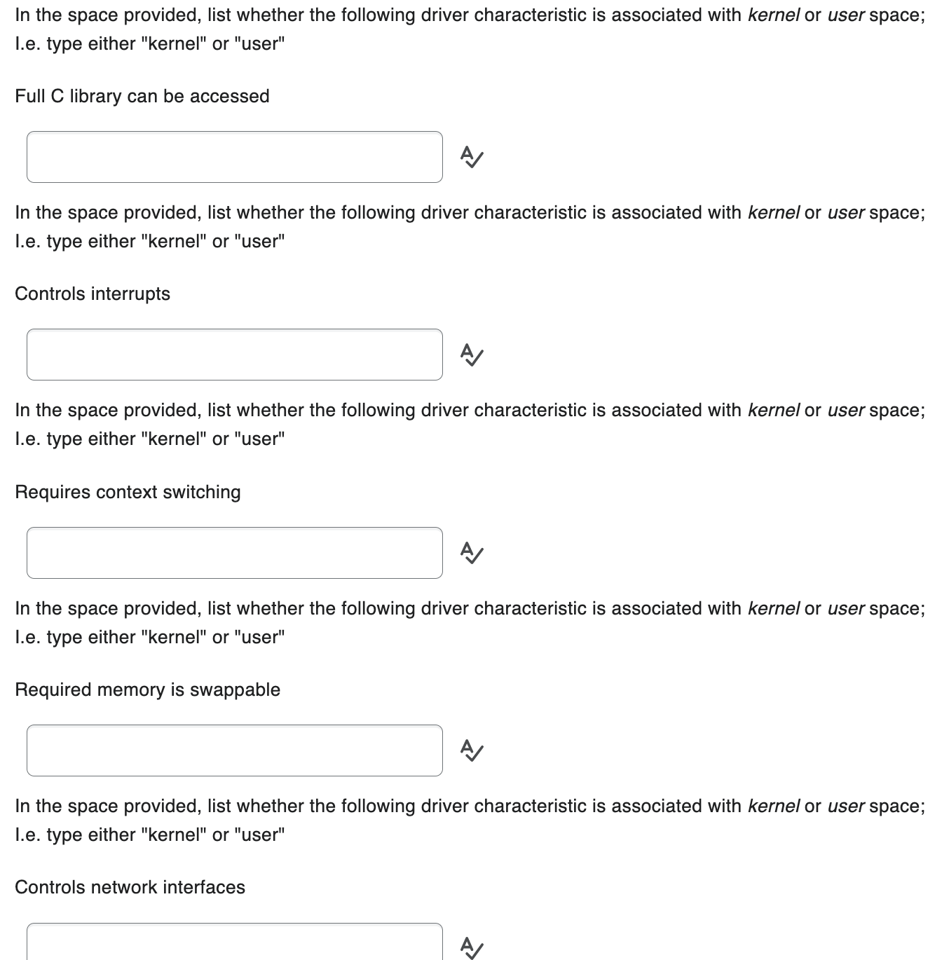 Solved In the space provided, list whether the following | Chegg.com