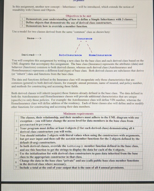 Solved In this assignment, another new concept- Inheritance- | Chegg.com