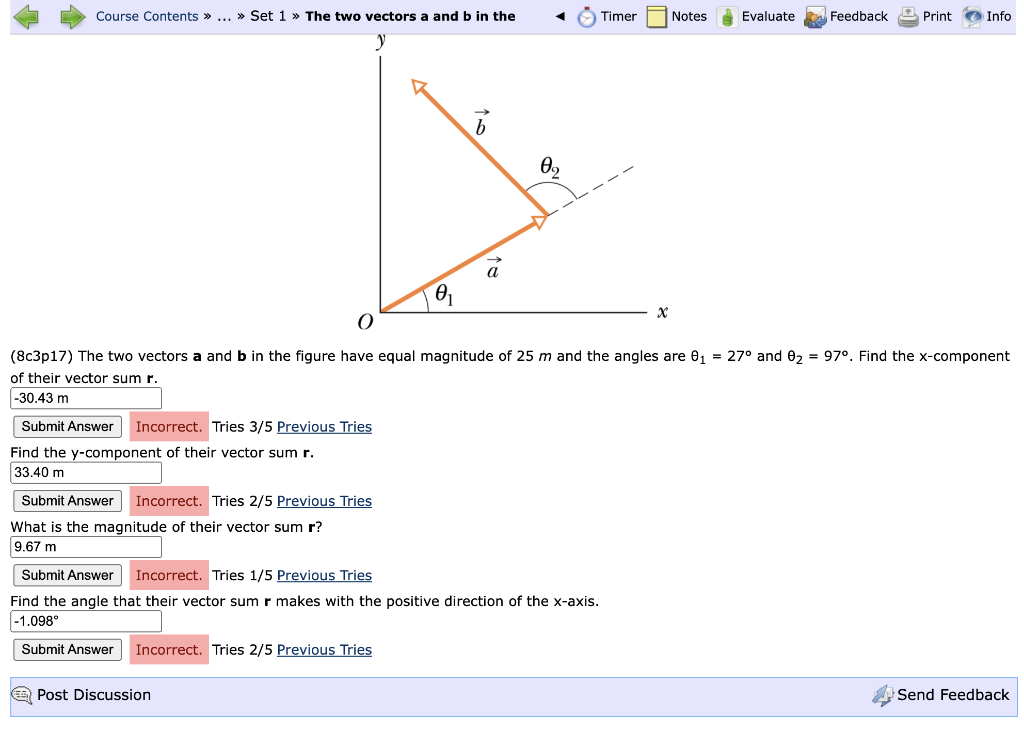 Solved Course Contents » ... » Set 1 >> The two vectors a | Chegg.com