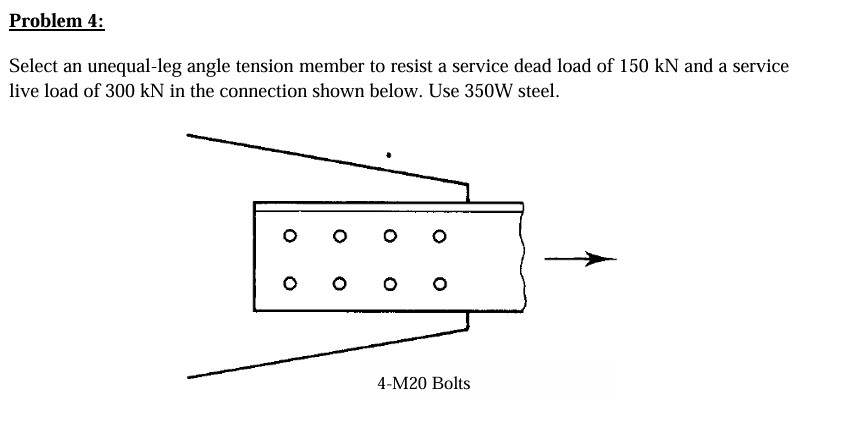 Solved by an EXPERT Problem 4:Select an unequal-leg angle tension ...