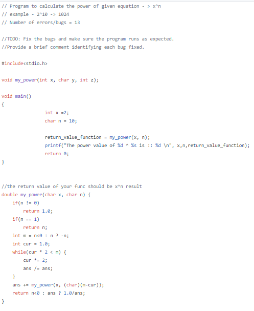 Solved // Program to calculate the power of given equation | Chegg.com