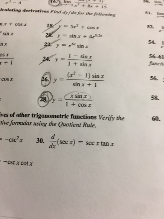Solved 51. lin Iculating derivatives Find dy/dx for the | Chegg.com