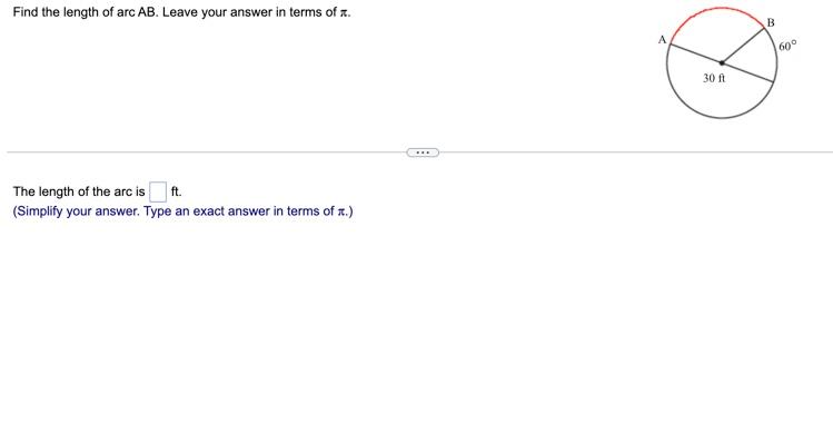 Solved Find the length of arc AB. Leave your answer in terms | Chegg.com