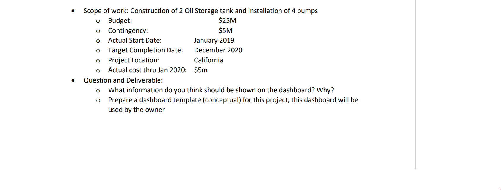 Solved - Scope of work: Construction of 2 Oil Storage tank | Chegg.com