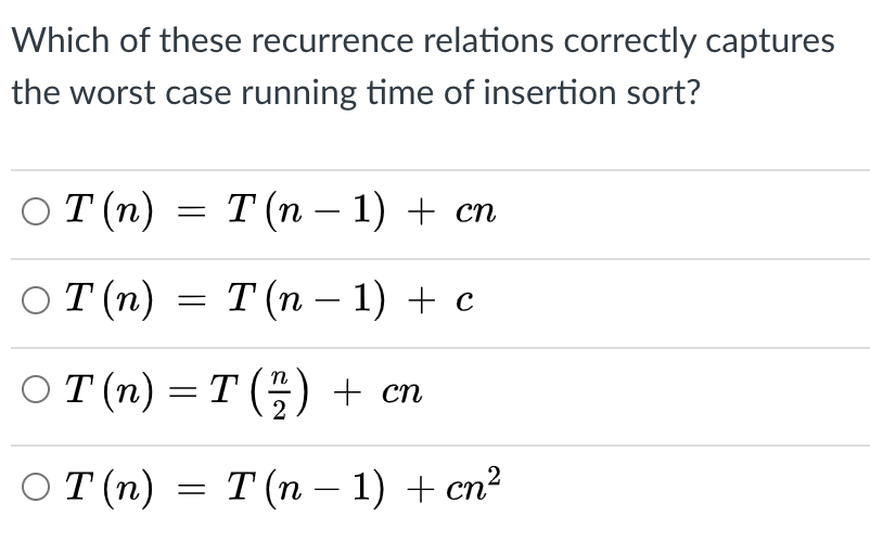 Solved Which of these recurrence relations correctly | Chegg.com