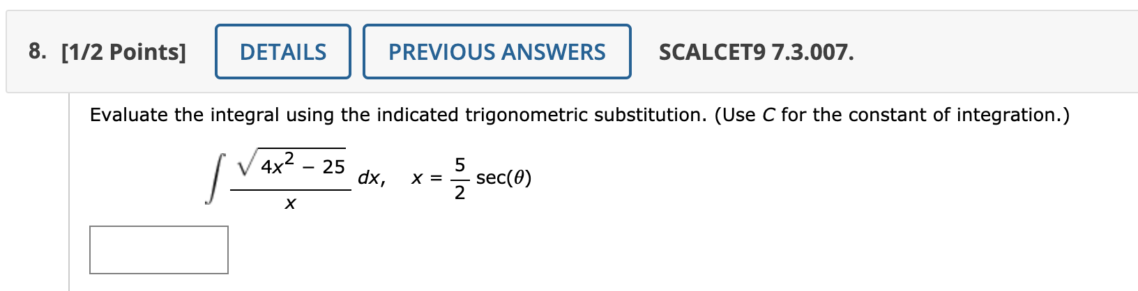 Solved 8. [1/2 Points] DETAILS PREVIOUS ANSWERS SCALCET9 | Chegg.com