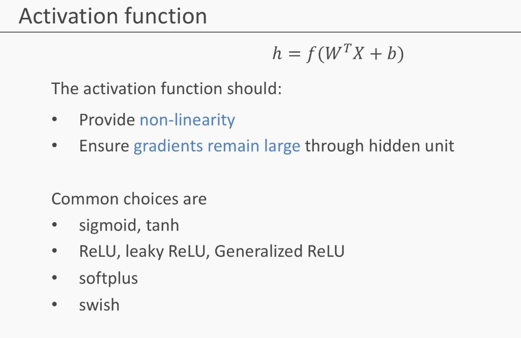 Solved h=f(WTX+b) The activation function should: - Provide | Chegg.com
