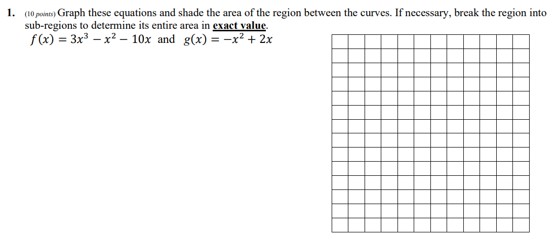 1. (10 points) Graph these equations and shade the | Chegg.com