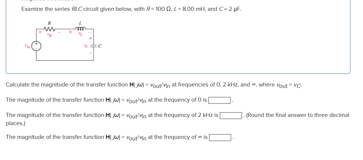 Solved Examine the series RLC circuit given below, with | Chegg.com