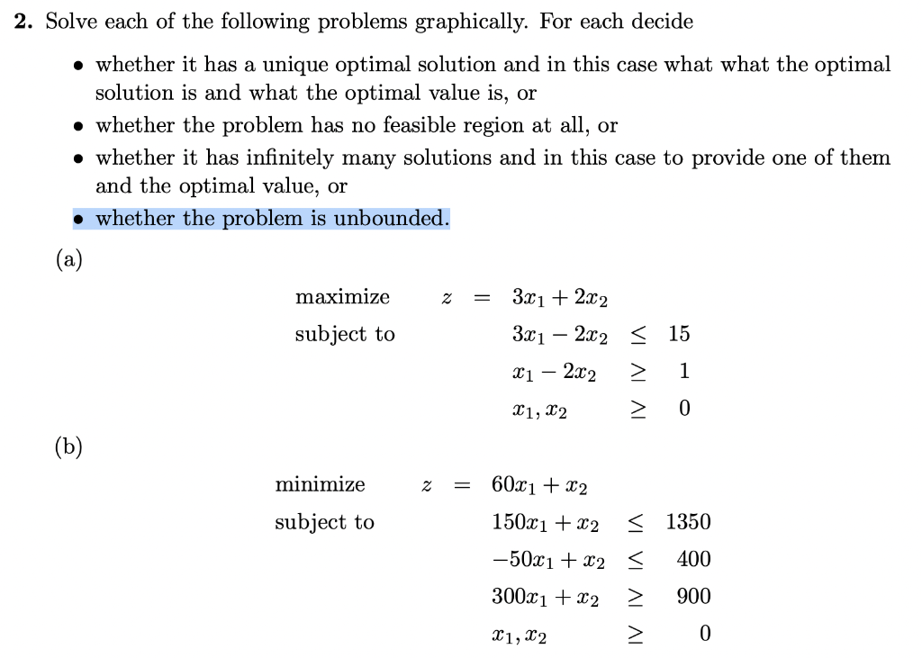 Solved 2. Solve each of the following problems graphically. | Chegg.com