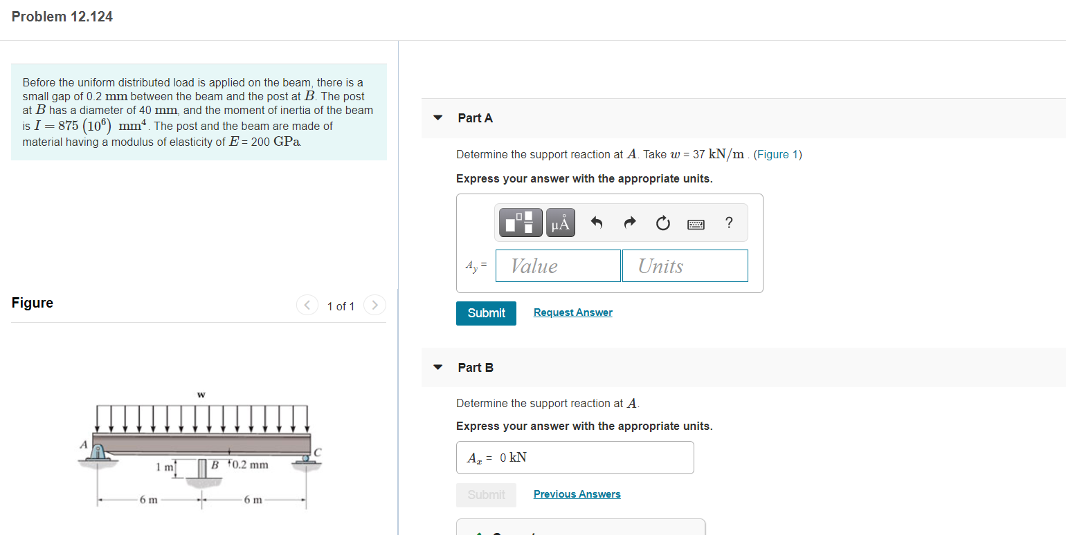 Solved Problem 12.124 Before the uniform distributed load is | Chegg.com