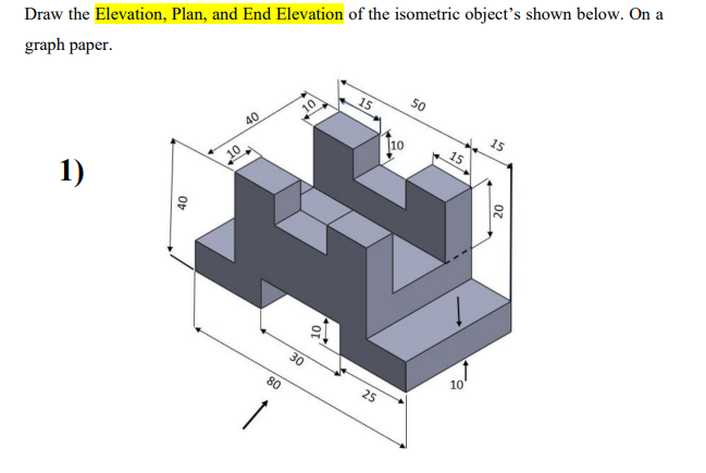Draw the Elevation, Plan, and End Elevation of the | Chegg.com