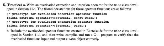 Solved 5. (Practice) a. Write an overloaded extraction and | Chegg.com