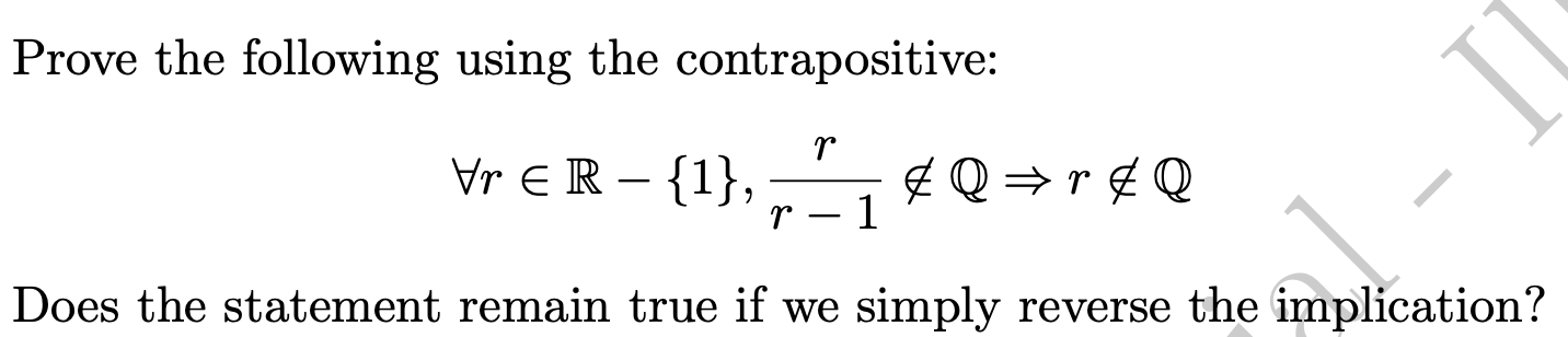 Solved Prove the following using the contrapositive: | Chegg.com