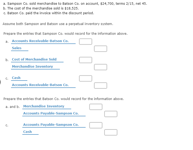 Solved a. Sampson Co. sold merchandise to Batson Co. on | Chegg.com
