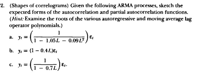 Solved 2. (Shapes of correlograms) Given the following ARMA | Chegg.com