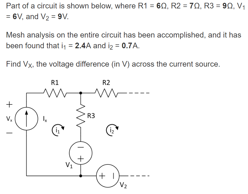 Solved Part of a circuit is shown below, where R1 = 60, R2 = | Chegg.com