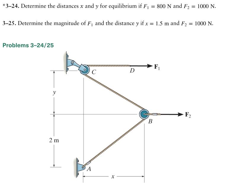 Solved *3–24. Determine the distances x and y for | Chegg.com