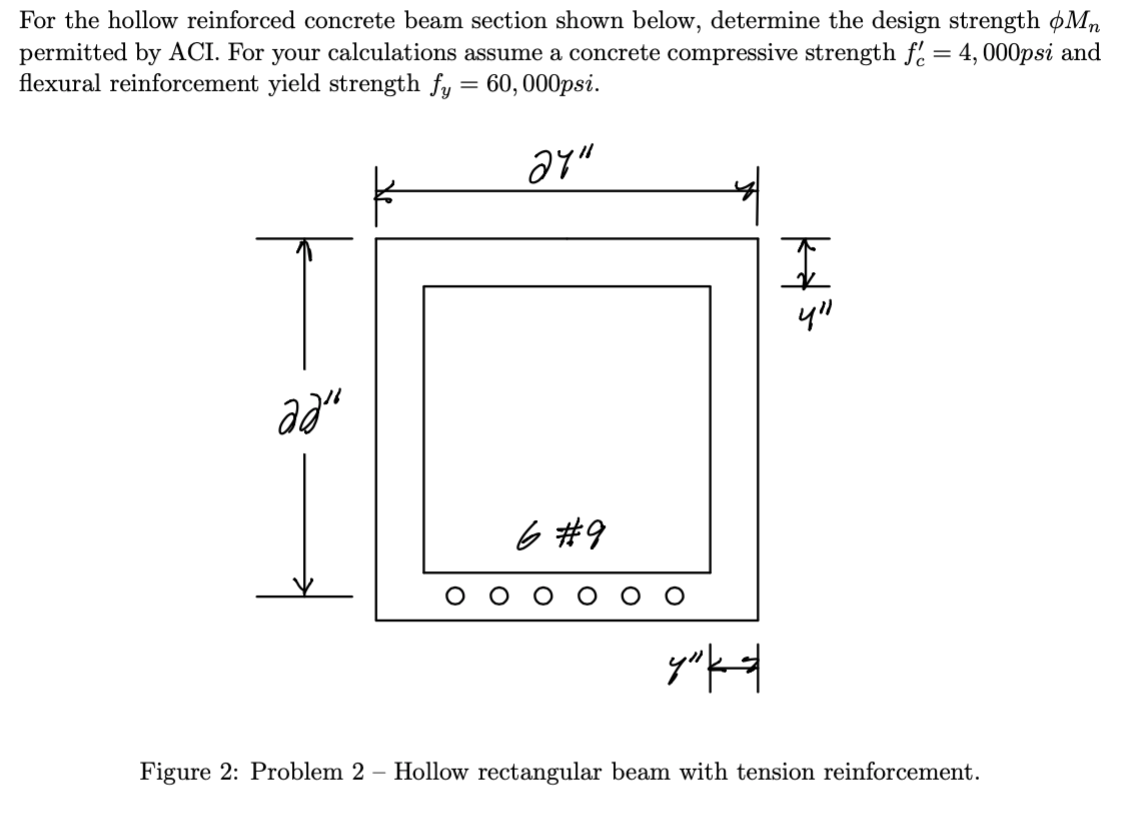 Solved For the hollow reinforced concrete beam section shown | Chegg.com