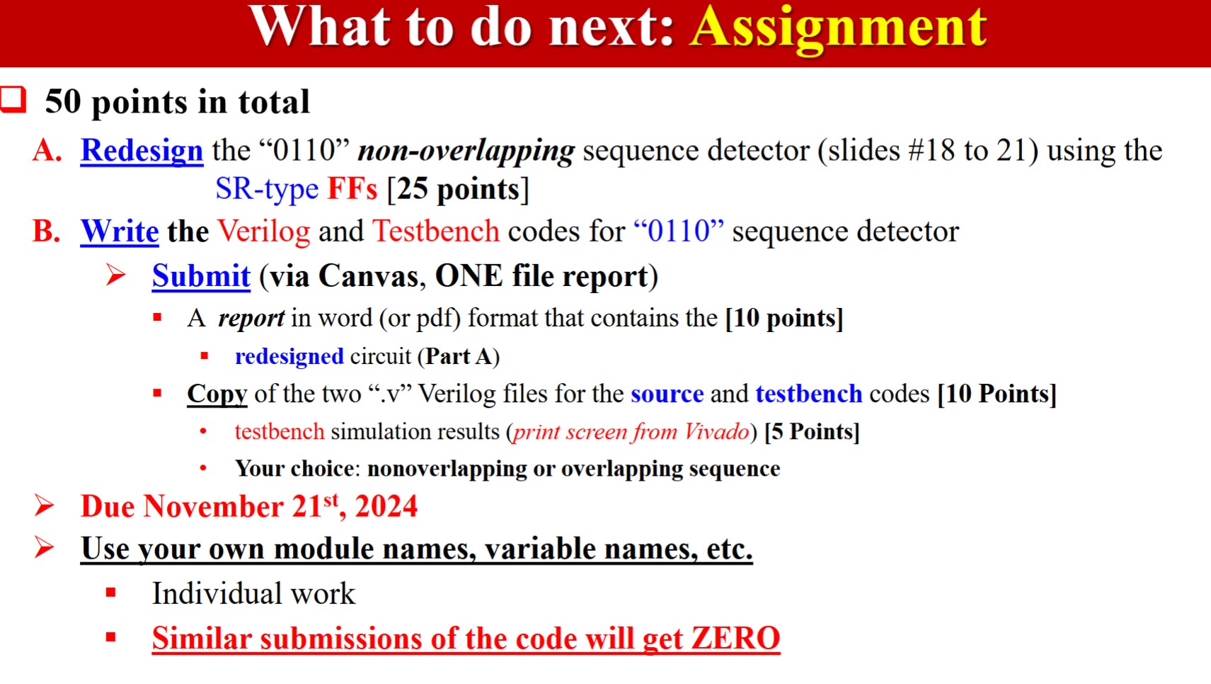 Solved 50 ﻿points in totalA. ﻿Redesign the " 0110 " | Chegg.com