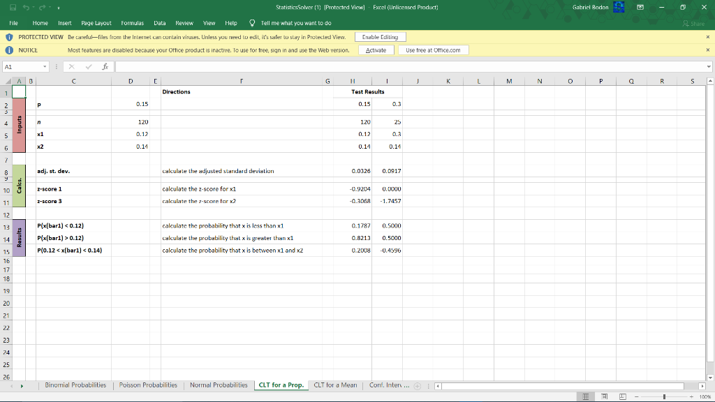 Solved Statistics Soler (1) Protected Vicw) - Excel | Chegg.com