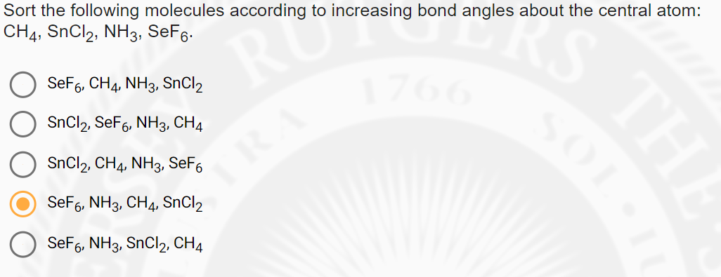 Solved Sort the following molecules according to increasing | Chegg.com