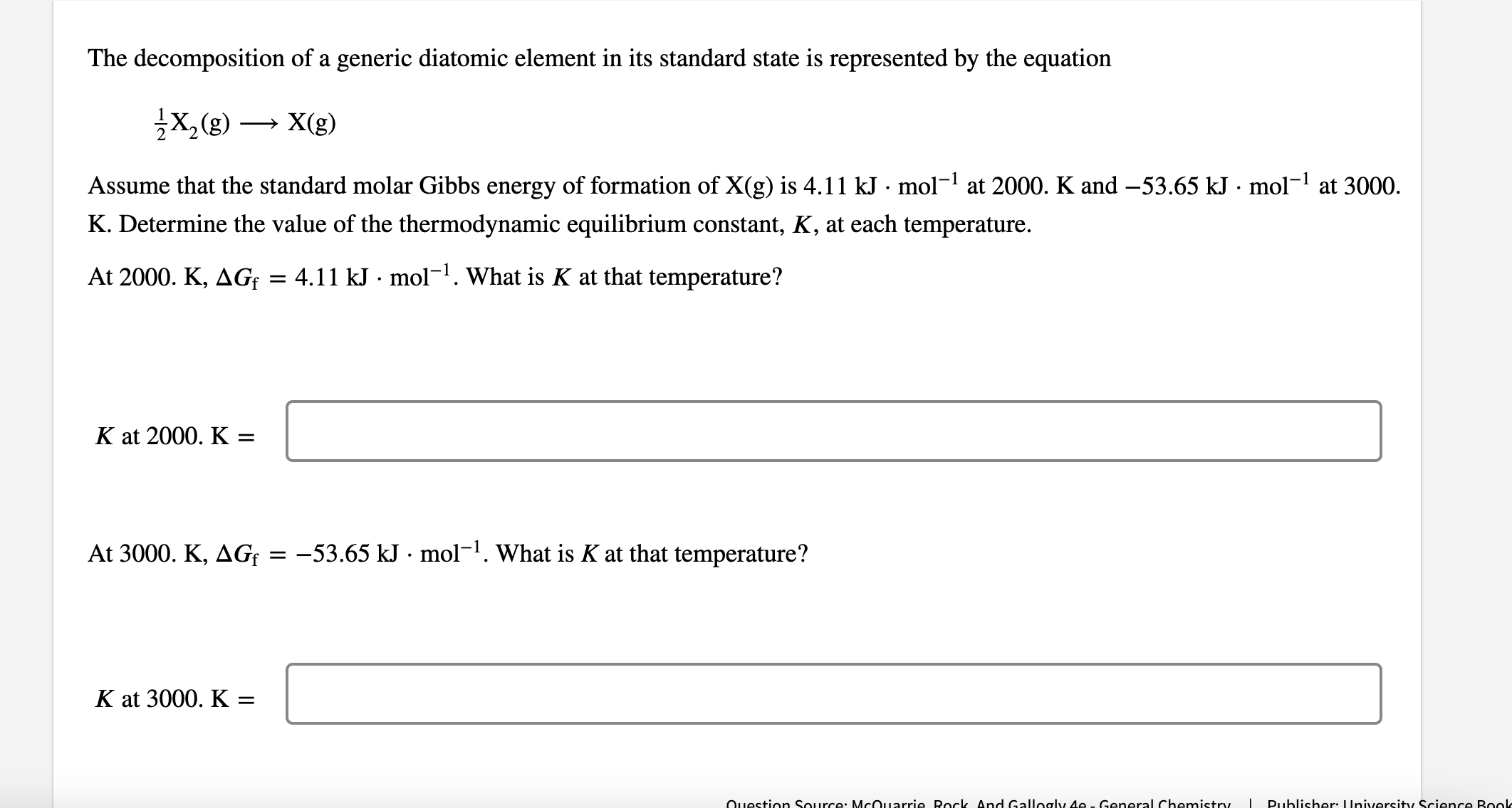 Solved The decomposition of a generic diatomic element in | Chegg.com