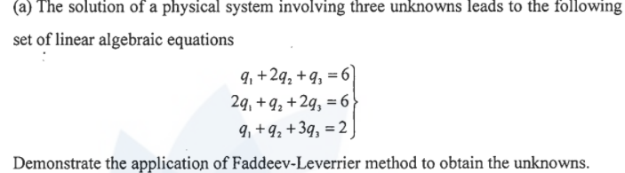 Solved (a) The solution of a physical system involving three | Chegg.com