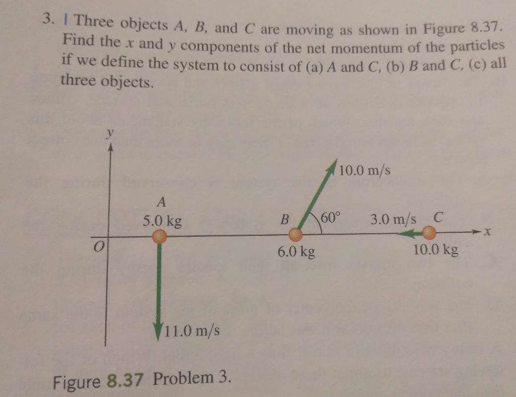 Solved 3. I Three objects A,B, and C are moving as shown in | Chegg.com