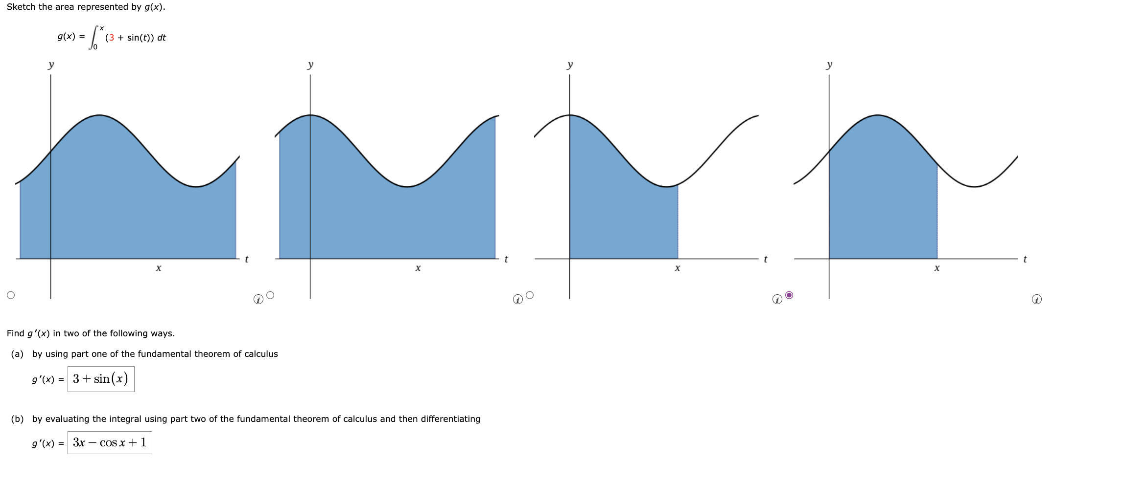 Solved Sketch the area represented by g(x). | Chegg.com