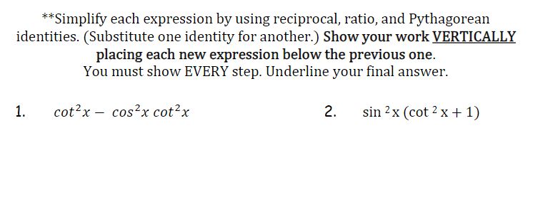 Solved **Simplify each expression by using reciprocal, | Chegg.com