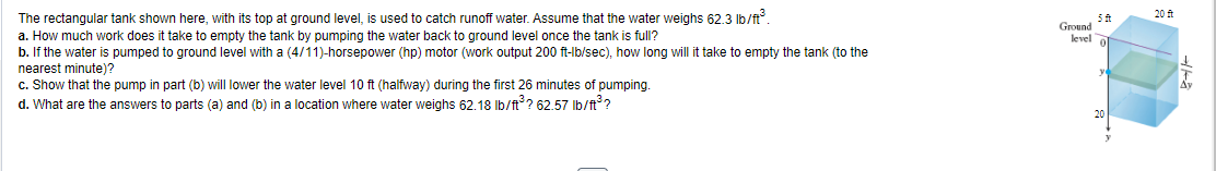 Solved The rectangular tank shown here, with its top at | Chegg.com