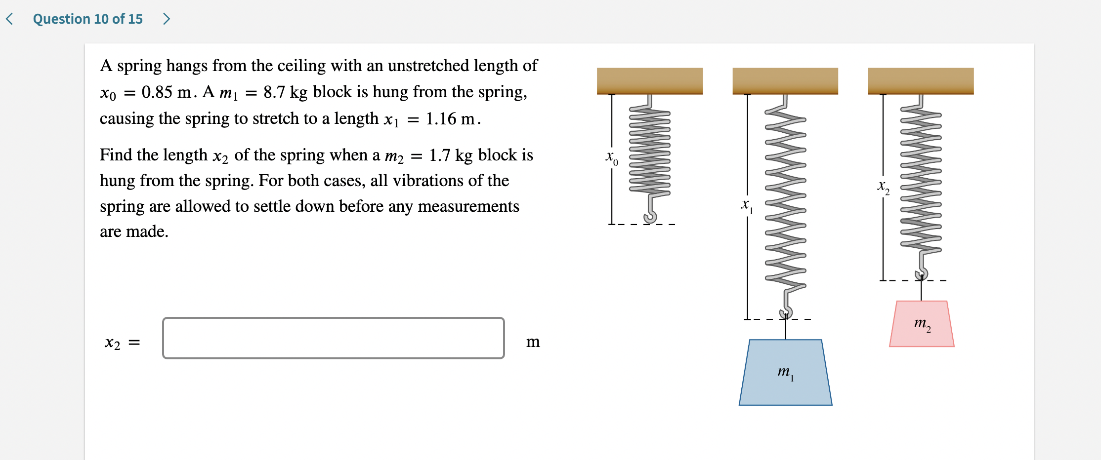 Solved A spring hangs from the ceiling | Chegg.com